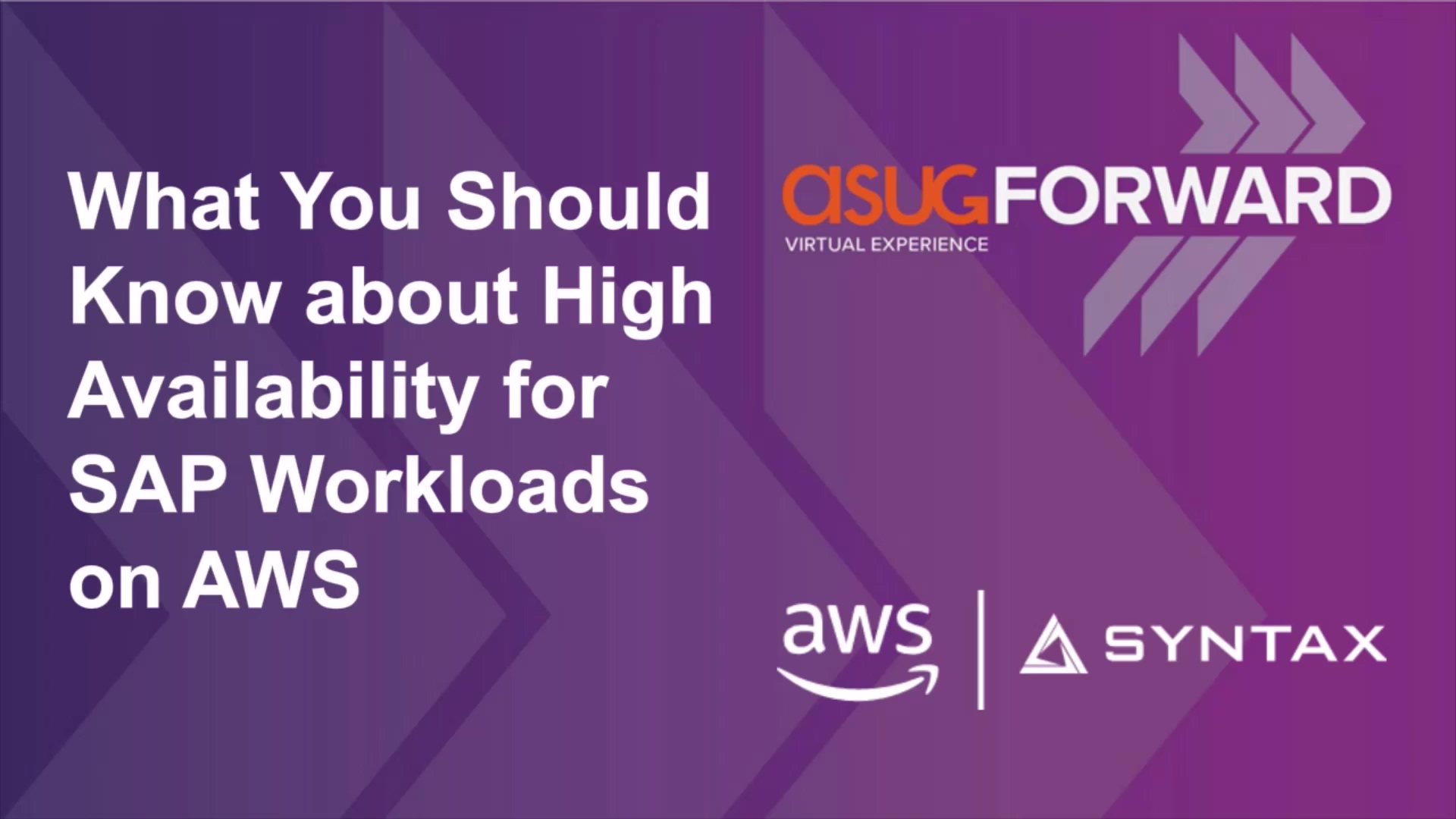 ASUGFORWARD | Syntax-AWS High Availability for SAP Workloads on AWS: On ... ASUGFORWARD | Syntax-AWS High Availability for SAP Workloads on AWS: On ...